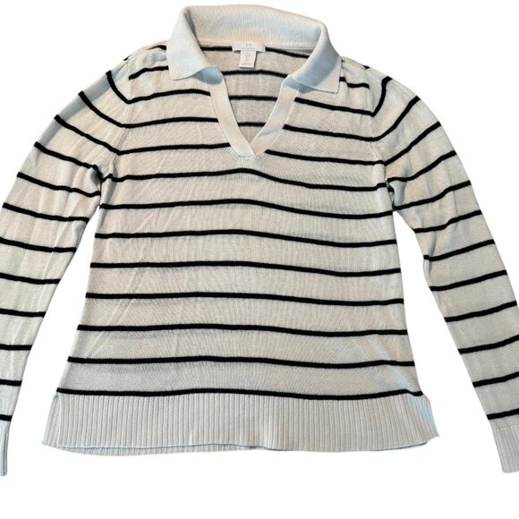 Halston Heritage | Sweaters | Halston Navy White Striped Sweater Large ...